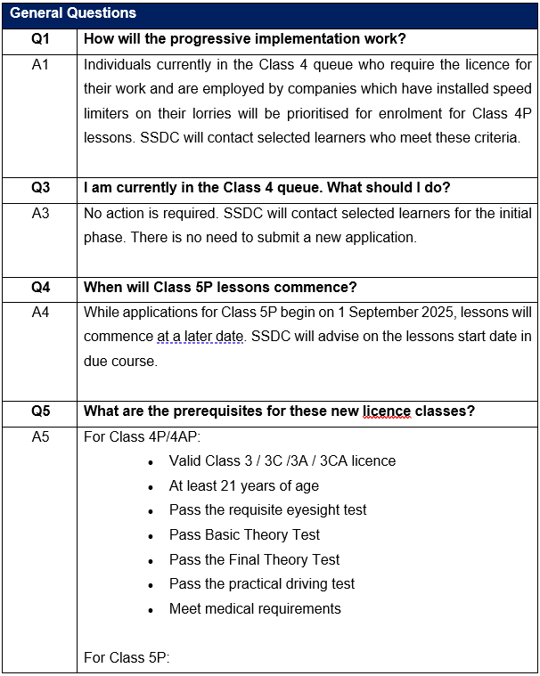 SPF | Introduction Of Heavy Vehicle Automatic Transmission Licence Classes