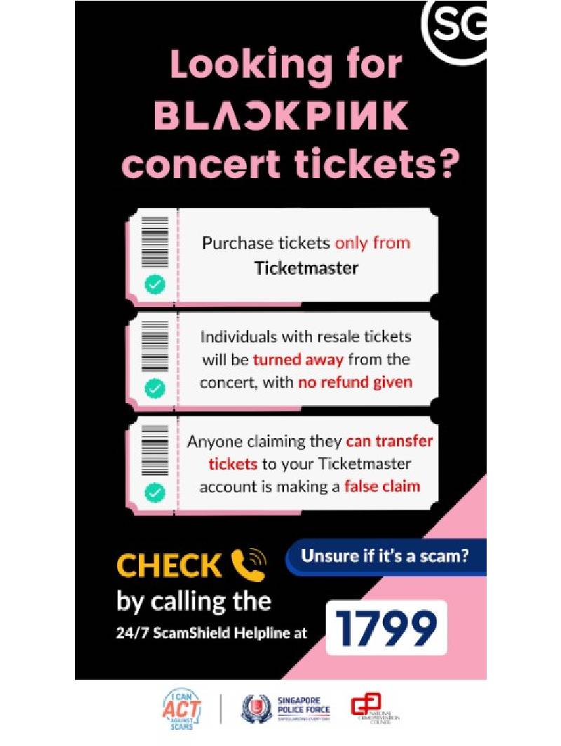 SPF | Police Advisory On Scams Involving The Sale Of Concert Tickets